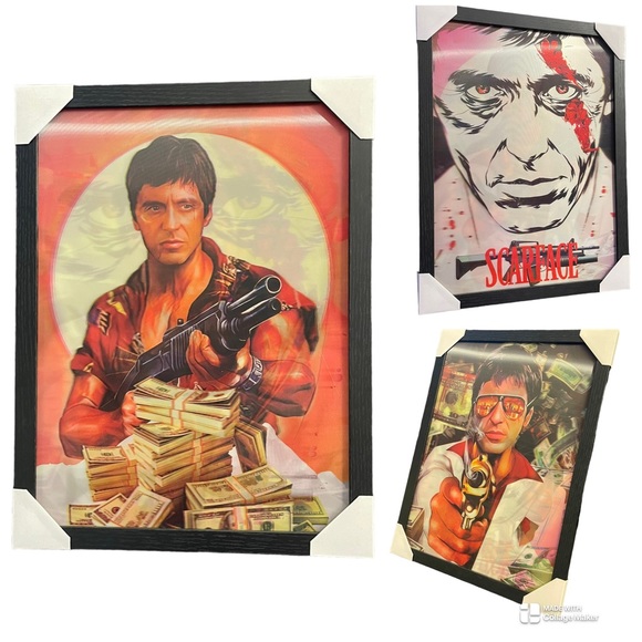 Art | New Scarface Framed 3d Lenticular Poster Picture | Poshmark